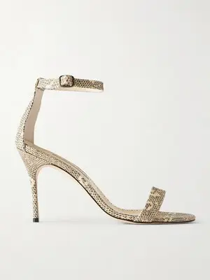 Manolo Blahnik Chaos 90 Snake-effect Leather Stiletto Sandals