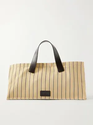 Staud Port Logo-embossed Striped Canvas Tote - Neutrals