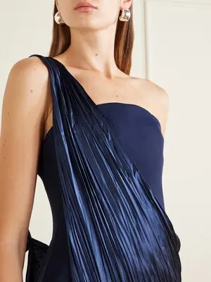 MARMAR HALIM Strapless Pleated Satin-trimmed Crepe Gown
