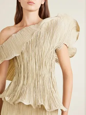 MARMAR HALIM Pleated Off-the-shoulder Taffeta Gown