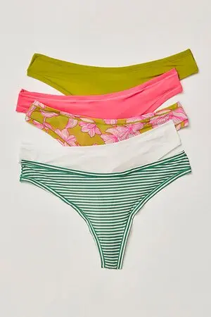 Free People Charlie Microfiber Thong 5-pack At - Citron Bloom