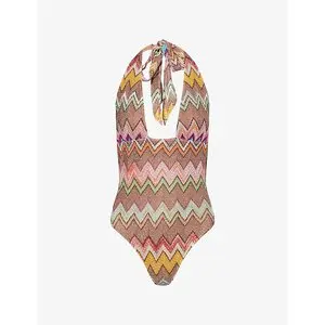 Missoni Zigzag Raschel-knit Halterneck Swimsuit - Multi