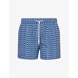 ARNE Wave Print Swim Shorts - Navy