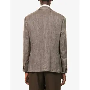 Corneliani Herringbone Single-breasted Wool And Silk-blend Jacket - Multi Brown