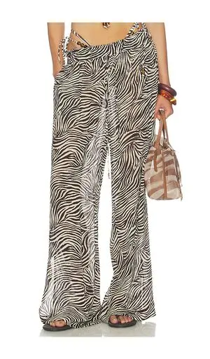 NICHOLAS Lise Wide Legged Pants With Side Slits In Animal Print - Multi
