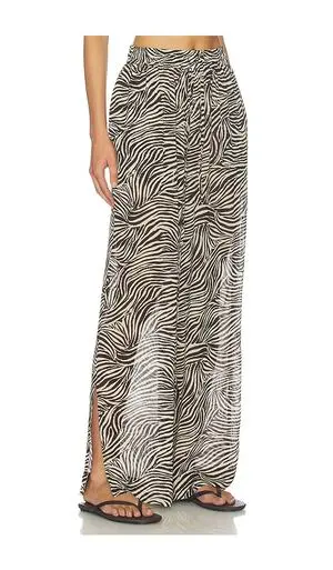 NICHOLAS Lise Wide Legged Pants With Side Slits In Animal Print - Multi