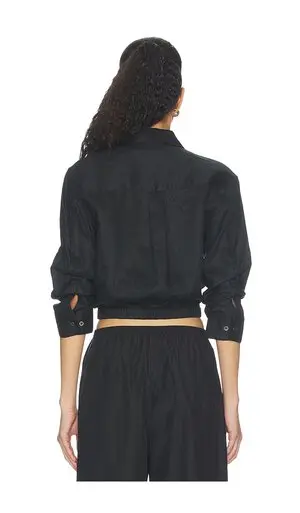 Theory Linen Fixed Sleeve Cropped Shirt