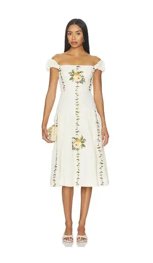 Agua Bendita Embroidered Midi Dress - Multi
