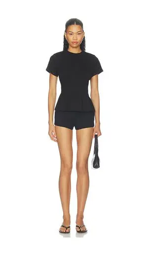ALL THE WAYS Cinched Waist T-shirt - Black