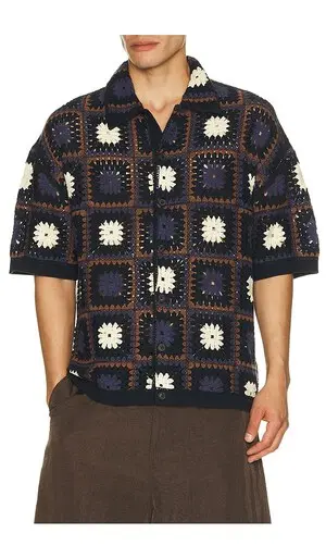ALLSAINTS Mandon Knitted Shirt In . Also - Blue