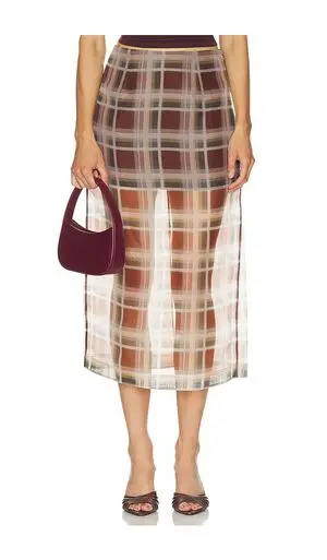 FRAME Plaid Organza Midi Skirt - Multi
