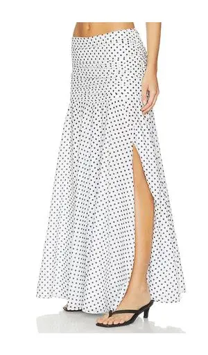 Charo Ruiz Ibiza Polka Dot Maxi Skirt With Ruched Detailing