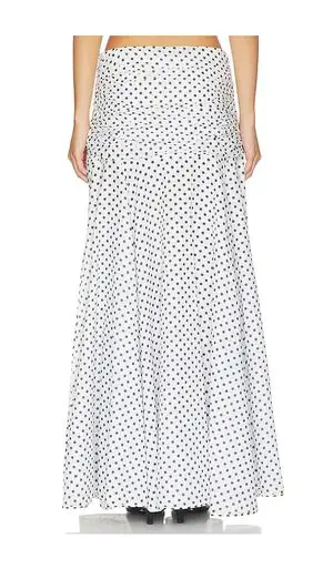 Charo Ruiz Ibiza Polka Dot Maxi Skirt With Ruched Detailing