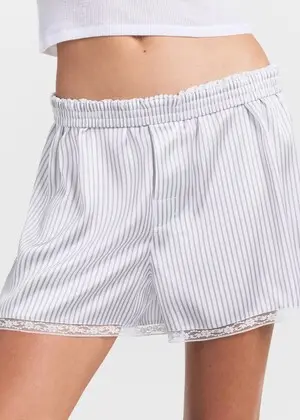 SKIMS Lace-trim Woven Shine Boxer Shorts
