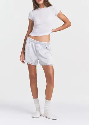 SKIMS Lace-trim Woven Shine Boxer Shorts