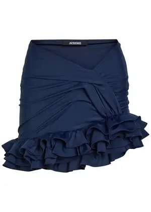 Jacquemus La Mini Jupe Playa Ruffled Mini Skirt - Navy