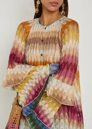 Missoni Chevron Fine-knit Mini Dress With Ruffled Sleeves