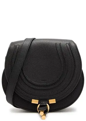 Chloé Marcie Small Grained Leather Saddle Bag - Black