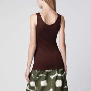 Prada Ribbed Cotton Tank Top With Triangle Logo