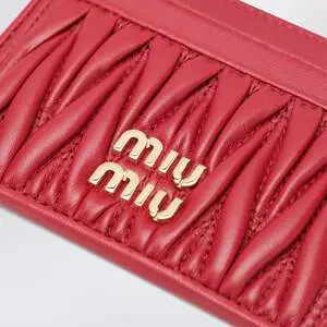 Miu Miu Matelassé Nappa Card Holder - Red