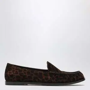 AQUAZZURA Leopard-print Suede Loafers - Brown