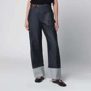 JW Anderson Indigo Denim Workwear Jeans With Twisted Turn-up - Blue