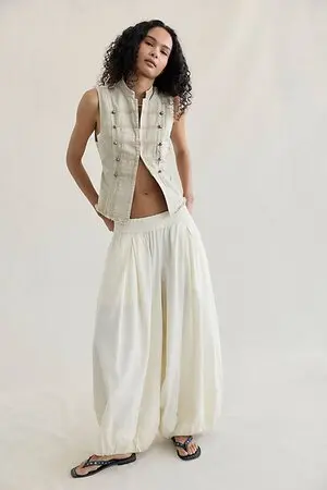 Free People Hearts On Fire Band Vest Jacket - Tea