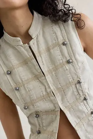 Free People Hearts On Fire Band Vest Jacket - Tea