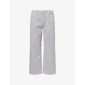 DAMSON MADDER Capri Jeans With Micro Check Pattern And Kick Flare - Multi