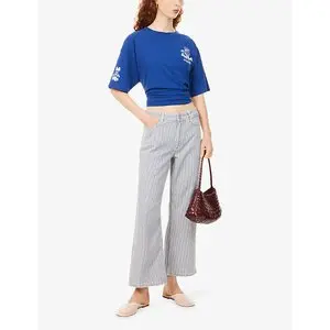 DAMSON MADDER Capri Jeans With Micro Check Pattern And Kick Flare