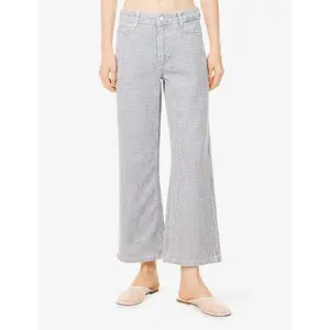 DAMSON MADDER Capri Jeans With Micro Check Pattern And Kick Flare