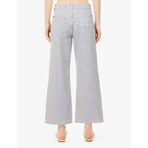 DAMSON MADDER Capri Jeans With Micro Check Pattern And Kick Flare