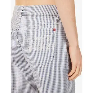 DAMSON MADDER Capri Jeans With Micro Check Pattern And Kick Flare