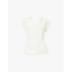 THE DROPPED COLLECTION Kimono Sleeve V-neck Silk Top - Ivory