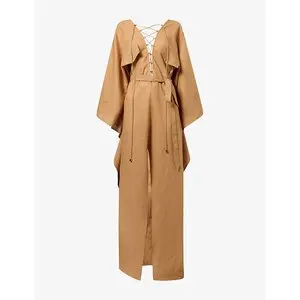 TALLER MARMO Belted Linen Kaftan - Camel