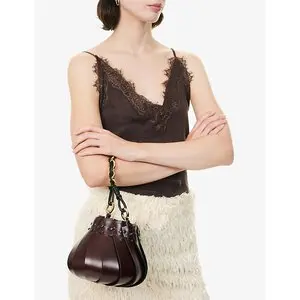 AMANU Panelled Leather Mini Top-handle Bag - Mocha