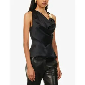 THE DROPPED COLLECTION Cowl-neck Sleeveless Silk Top
