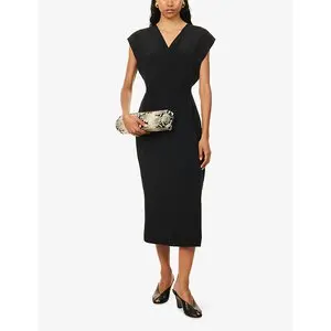 THE DROPPED COLLECTION Kimono Double V-neck Silk Midi Dress