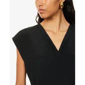 THE DROPPED COLLECTION Kimono Double V-neck Silk Midi Dress