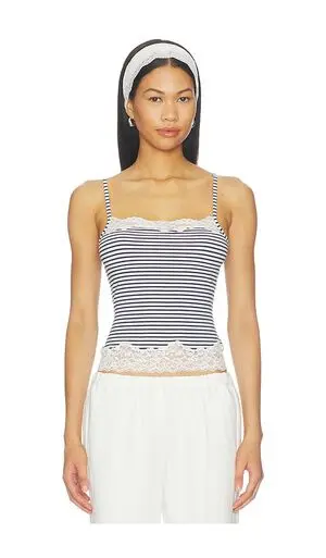 LOVERS AND FRIENDS Striped Lace Trimmed Tank Top - Multi