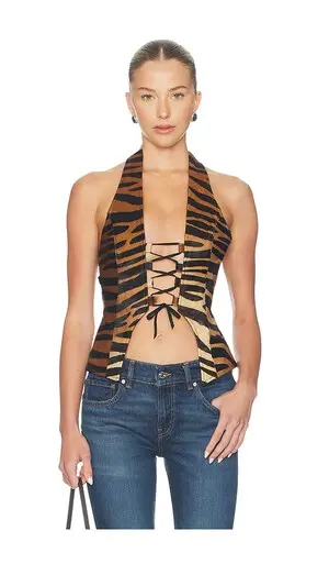 UNDERSTATED LEATHER Backless Zebra Top