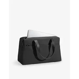 AWAY Overnight Nylon Bag With Leather Trim And Padded Laptop Pocket - Black