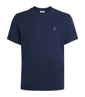 Sandro Cotton Logo-patch T-shirt - Blue