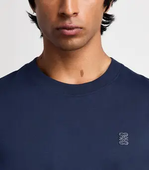 Sandro Cotton Logo-patch T-shirt - Blue