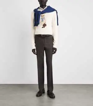 Ralph Lauren Purple Label Silk-linen Polo Bear Crewneck Sweater