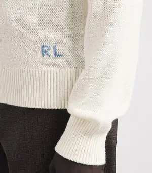 Ralph Lauren Purple Label Silk-linen Polo Bear Crewneck Sweater