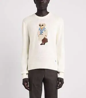 Ralph Lauren Purple Label Silk-linen Polo Bear Crewneck Sweater