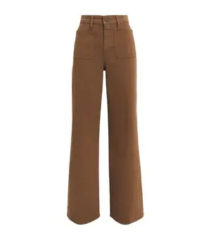 FRAME Frame Cotton-Blend Harbour Palazzo Trousers Brown