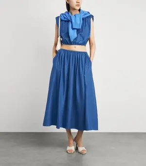 TOCCIN Imogen Midi Skirt - Blue