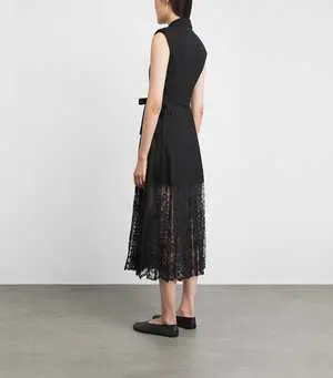 Sandro Sleeveless Lace Detail Blazer Midi Dress